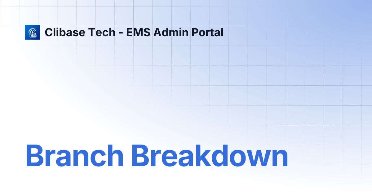 Branch Breakdown | Clibase Tech - EMS Admin Portal