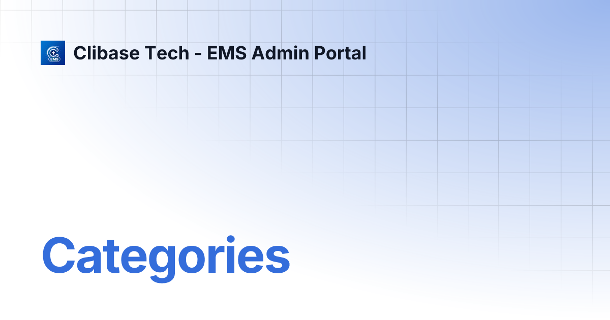 Categories | Clibase Tech - EMS Admin Portal